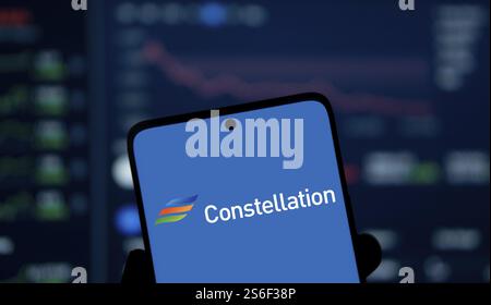 constellation logo is displayed on smartphone. Constellation Energy ...