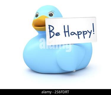 An image of a sweet blue ducky with happy birthday sign Stock Photo - Alamy