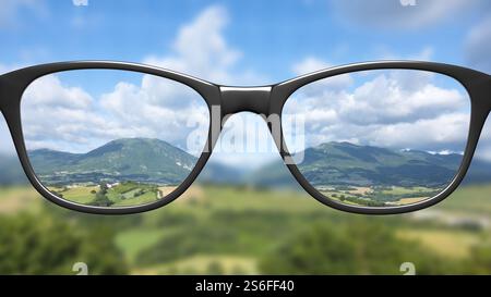 View through glasses sharp with glasses unsharp without glasses Stock ...