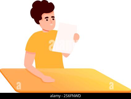 Girl finished school test icon. Cartoon of girl finished school test ...