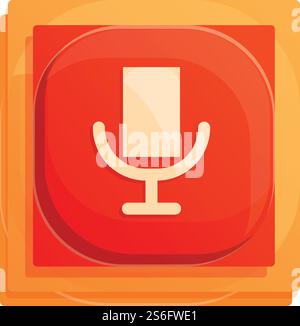 Microphone button interface icon. Cartoon of Microphone button ...