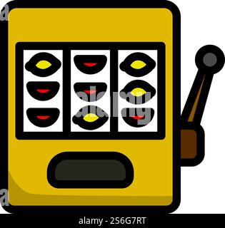 One-armed Bandit Icon. Editable Bold Outline With Color Fill Design ...