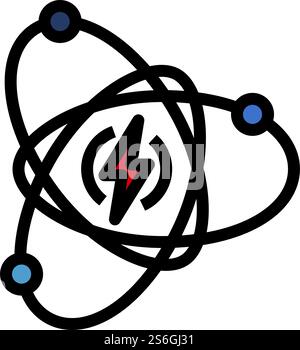Atom Energy Icon. Editable Bold Outline With Color Fill Design. Vector ...