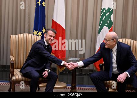 Beyrouth, France. 17th Jan, 2025. France's President Emmanuel Macron (L ...