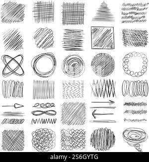 Scribble, sketch lines rectangle frame. Squiggly, zig-zag, criss-cross ...