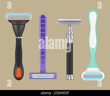 Realistic set of male and female razor blades isolated vector ...