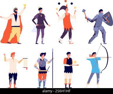 Medieval male historical cartoon characters illustration Stock Vector ...