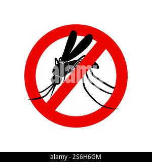 Mosquito sign. Attention symbols insects in red circle poison for ...