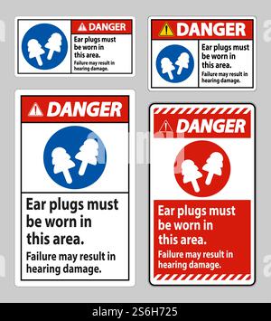 Danger sign Ear Plugs Must Be Worn In This Area, Failure May Result In ...