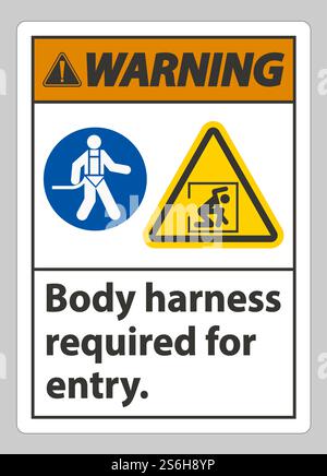 Warning Sign Body Harness Required For Entry Stock Vector Image & Art ...