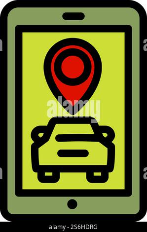 Smartphone taxi service icon outline vector. Airport transfer. Modern ...