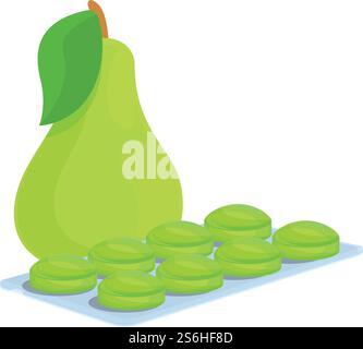 Pear cough drops icon. Cartoon of Pear cough drops vector icon for web ...