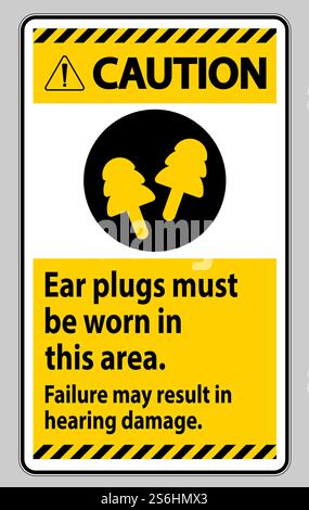 Caution sign Ear Plugs Must Be Worn In This Area, Failure May Result In ...