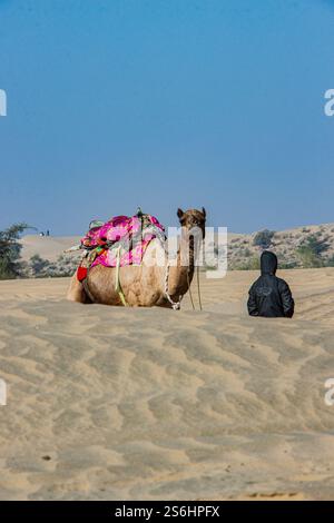 Khuri Sand Dunes is a desert area in the Thar Desert, Rajasthan, India ...