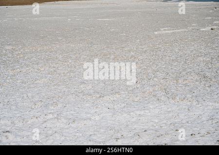 Salt flats - the salt deposits are caused by water evaporation and the ...