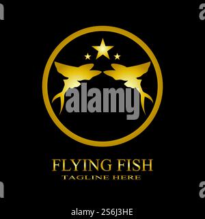 gold flying fish logo vector icon design template Stock Vector Image ...