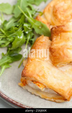 Baked cod in puff pastry Stock Photo - Alamy