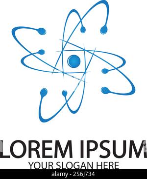 Vector science model of Atom. Around the atom, gamma waves, protons ...