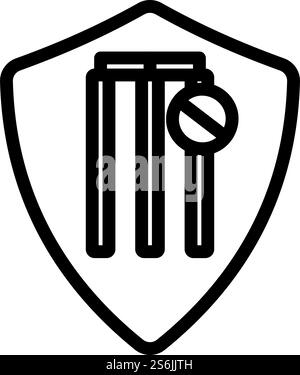 Cricket Shield Emblem Icon. Editable Bold Outline With Color Fill ...