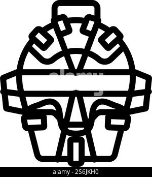 Baseball Face Protector Icon. Editable Thick Outline With Color Fill ...