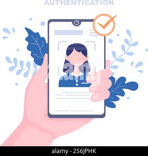 Authentication Security Vector Illustration Via Phone Or Computer For Code Message Shield And ...