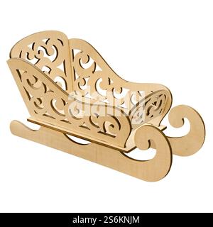 handmade christmas tree and santa sleigh decoration isolated on a white ...