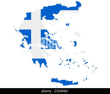 Greece map in national flag colors. Map illustration of European ...