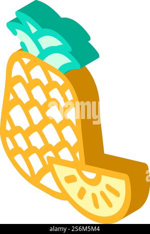 pineapple fruit isometric icon vector illustration Stock Vector Image ...