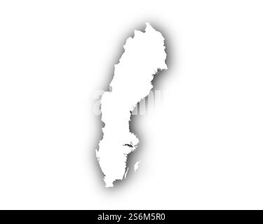 Map of Sweden with shadows Stock Photo - Alamy
