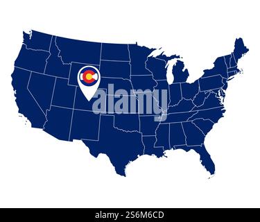 Flag in map of Colorado Stock Photo - Alamy