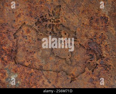 Map of Canada on rusty metal Stock Photo - Alamy