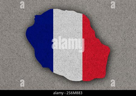 Map of Reunion, flag map, National colors background Stock Photo - Alamy