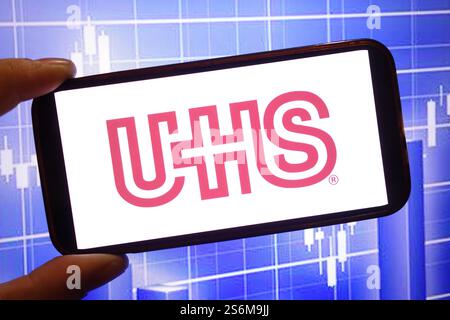 In this photo illustration, Universal Health Services, Inc. (UHS) logo ...