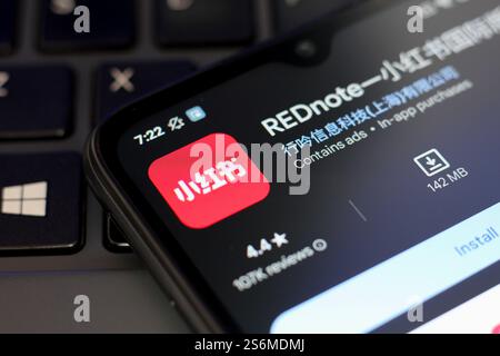 In this photo illustration, a Rednote logo is seen displayed on a ...