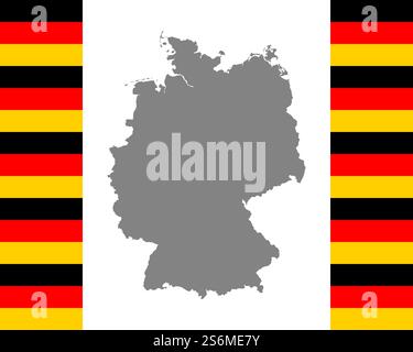 Map of Germany with the colours of the German flag Stock Photo - Alamy