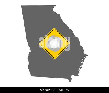 Map of Georgia with traffic sign tornado warning Stock Photo - Alamy