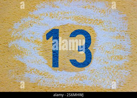 House number 13 Thirteen in detail on house wall Stock Photo - Alamy