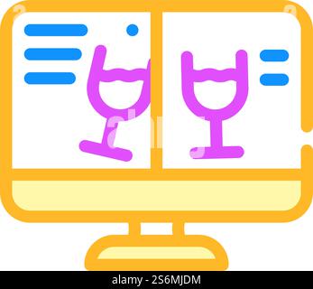 online celebration via video call icon color illustration Stock Vector ...