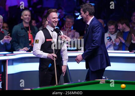 Judd Trump being interviewed by Rob Walker after first round match Judd ...
