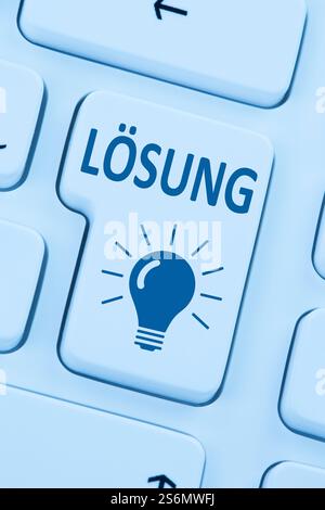 find solution problem conflict button icon computer keyboard blue Stock ...