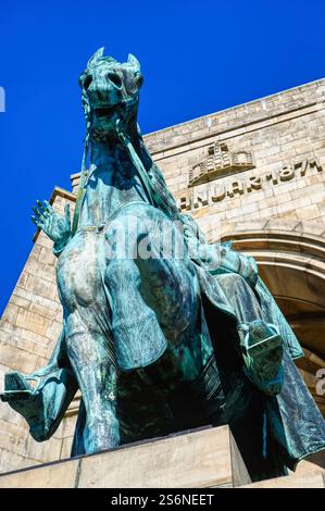 Historical monument with equestrian statue at Hohensyburg Castle in ...