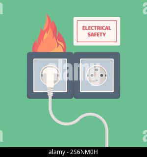 safety short circuit fire cartoon vector illustration Stock Vector ...