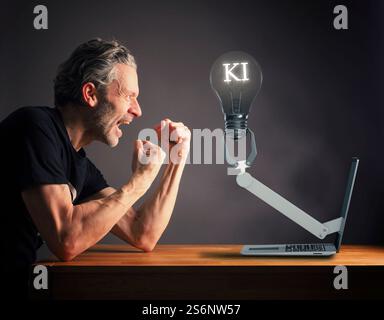 Man tries to defend himself against the AI Stock Photo - Alamy