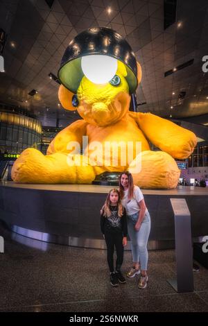 The giant teddy bear sculpture in the transit area of Hamad ...