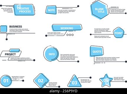 Callouts boxes. Digital frames for text layout bars templates vector ...