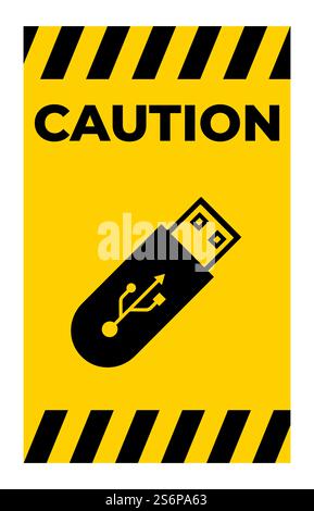 USB prohibition icon. No flash drive. Red circle symbol. Vector ...