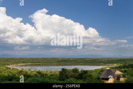 Panoramic image of the landscape of Queen Elizabeth National Park at ...