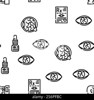 Ophthalmology Eye Disease Treat Vector Seamless Pattern Color Line ...
