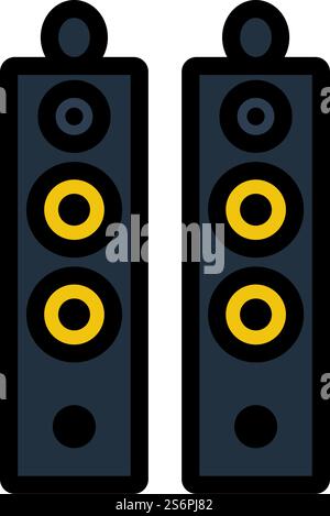 Audio System Speakers Icon. Editable Bold Outline With Color Fill ...