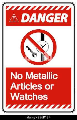 Caution No Metallic Articles Or Watches Symbol Sign On White Background ...